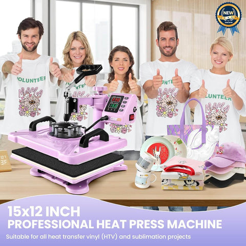 5-in-1 Heat Press Machine for T-Shirts | Multi-Function Combo Kit – Akeydiy