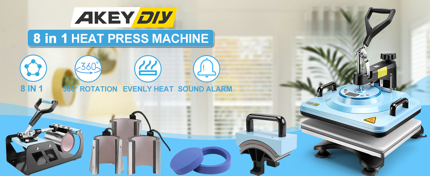 AKEYDIY Upgraded 5-in-1 Heat Press 12x15 | Non-Stick Teflon Coated ...